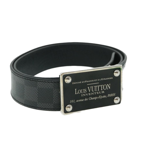 Louis Vuitton | Accessories | Louis Vuitton Damier Graphite Ceinture Inventeur Tour Belt M9632v ...